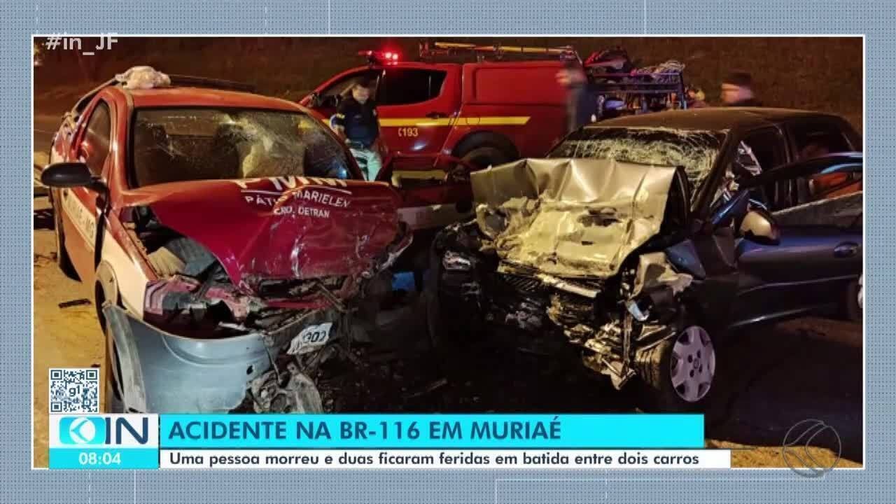 Batida entre carros deixa um morto e dois feridos em Muriaé | Zona da Mata | G1