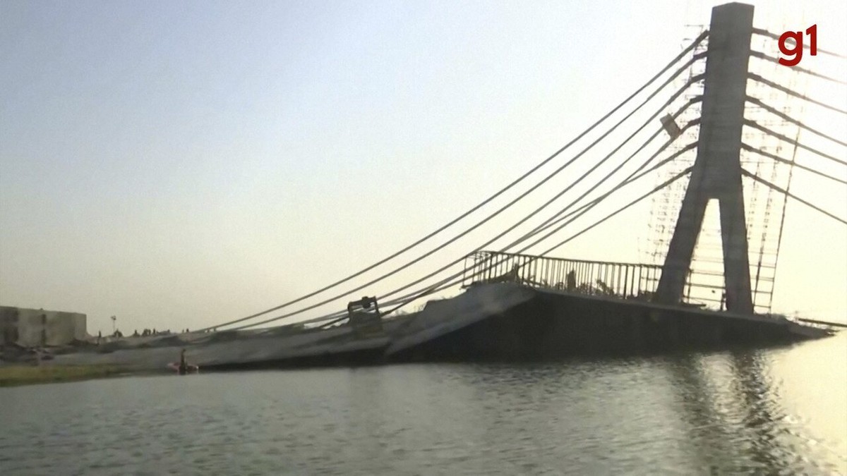 Ponte suspensa na Índia desaba pela segunda vez; VÍDEO | Mundo | G1