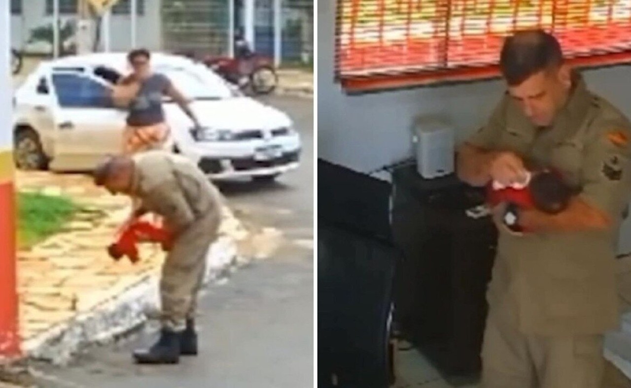 Vídeo mostra quando bombeiro salva bebê de 45 dias que havia se ...