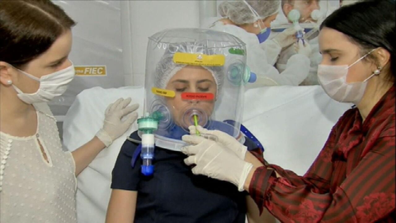 Capacete elmo é usado em pacientes com Covid-19 em hospitais de Manaus | G1