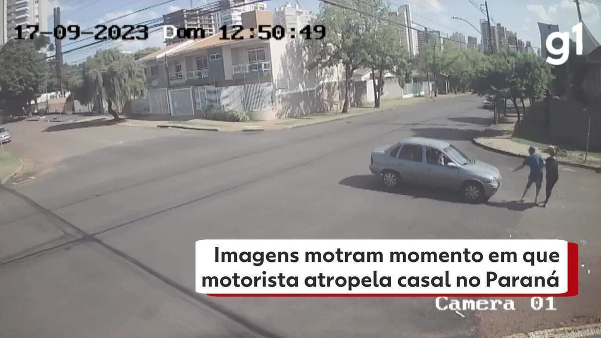 Motorista fica em estado grave após atropelar casal e bater em poste no PR, diz polícia; VÍDEO ...