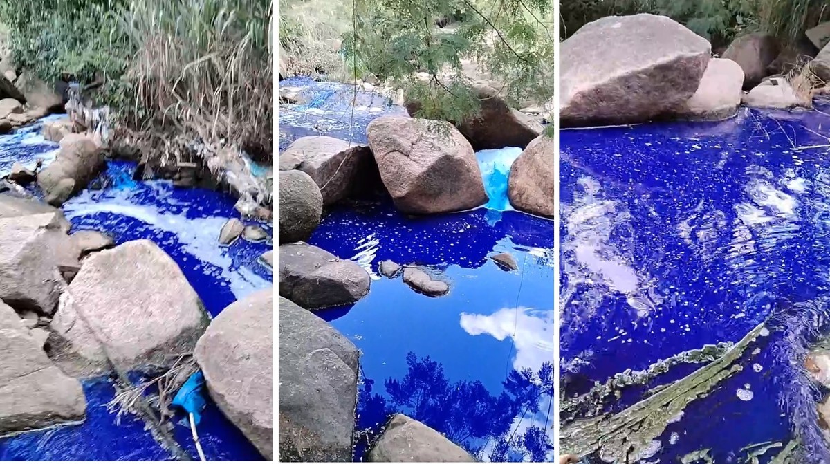 Descarte irregular de tinta deixa cor da água azul 'canetinha' em ...
