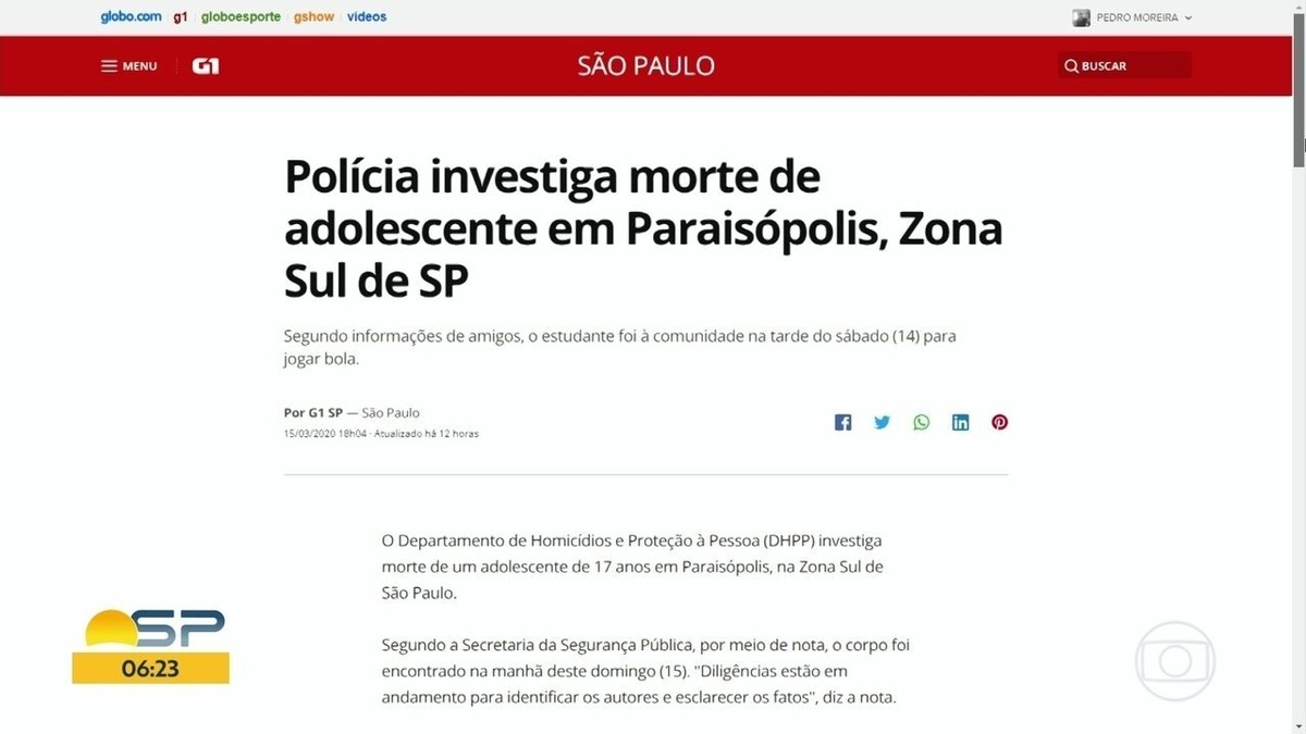 Polícia Investiga Morte De Adolescente Em Paraisópolis Zona Sul De Sp